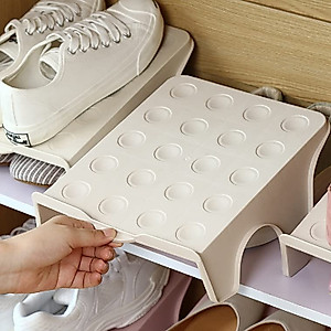 Bonlting 4pcs Shoe Slots Organizer Adjustable Shoe Stacker Double Layer Stack Shoe Holder Space Saver Shoe Rack Storage Shoe Stacker for Closet Organization