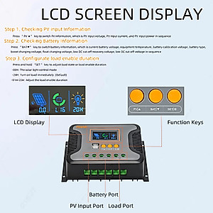 Powmr 60A PWM Solar Charge Controller 12V 24V 36V 48V with Backlit Display, Dual USB Port, Max PV 100VDC,Battery Intelligent Regulator for Solar Panels Compatible with LFP, AGM, SLD, FLA