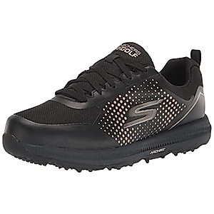 Skechers Women's Go Elite 5 Arch Fit Waterproof Golf Shoe Sneaker, Black/Rose Gold Sport, 5.5