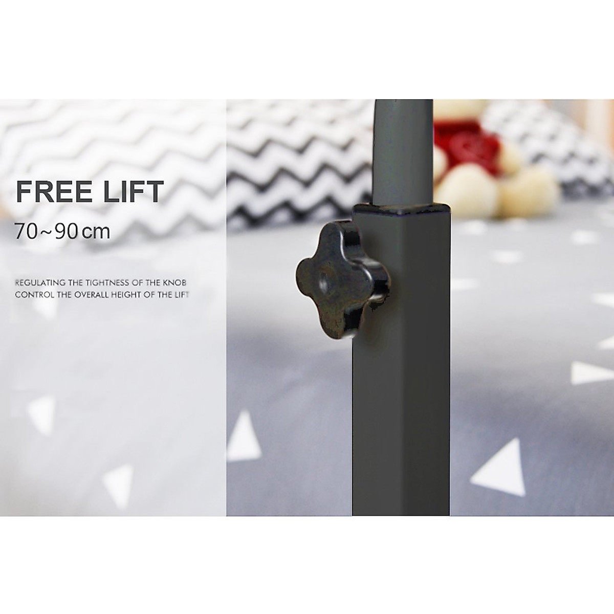 Rolling Laptop Stands Desk Cart Height Adjustable, soges 31.5 inches Mobile Sofa Side Table with Tablet Slot, Portable Standing Laptop Table, Small C Table for Couch Bed Sofa, Black, ZS-05-3-80B