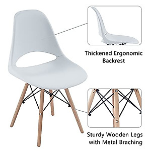 LOVSPATIO Mid Century Modern Hollow Back Dining Chiar,DSW Shell Plastic Lounge Chairs for Kitchen,Living Room,Bedroom,Set of 4 (White)