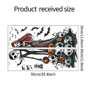 Generic Nightmare Before Christmas Wall Stickers Decals Horror Halloween Decoration Bat Pumpkin Skull Wall Clings for Halloween Party Home Office Classroom Wall DIY Wall Art Stickers Supplies, WW-173