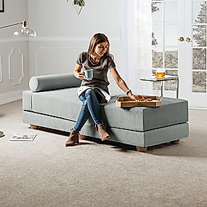 Jaxx Alon Daybed | Fold-Out Sleeper | Queen-Size Mattress - Ice