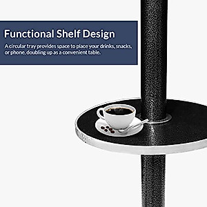 BELLEZE 48,000 BTU Propane Patio Heater Outdoor, CSA Certified Patio Heater with Drink Shelf Table, Auto Shut Off Valve, Piezo Ignition System, Wheels for Portable Mobility - Black Stainless Steel