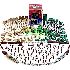 Jumplanma Army Men Military Set 293PCS-Mini Action Figure Play Set with Soldiers, Vehicles,Tanks, Aircrafts & Boats-Pretend Army Base & Military Toy Figurines for Boys