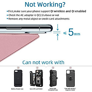 15W Pink Wireless Charger,Fast Wireless Charger Desk Stand,Qi Certified Charging Dock with Pen Holder Storage for iPhone 12/11/Xs MAX/XR/XS/X/8, Samsung S10/S9/S9+/S8/S8+/Note 10（No AC Adapter）