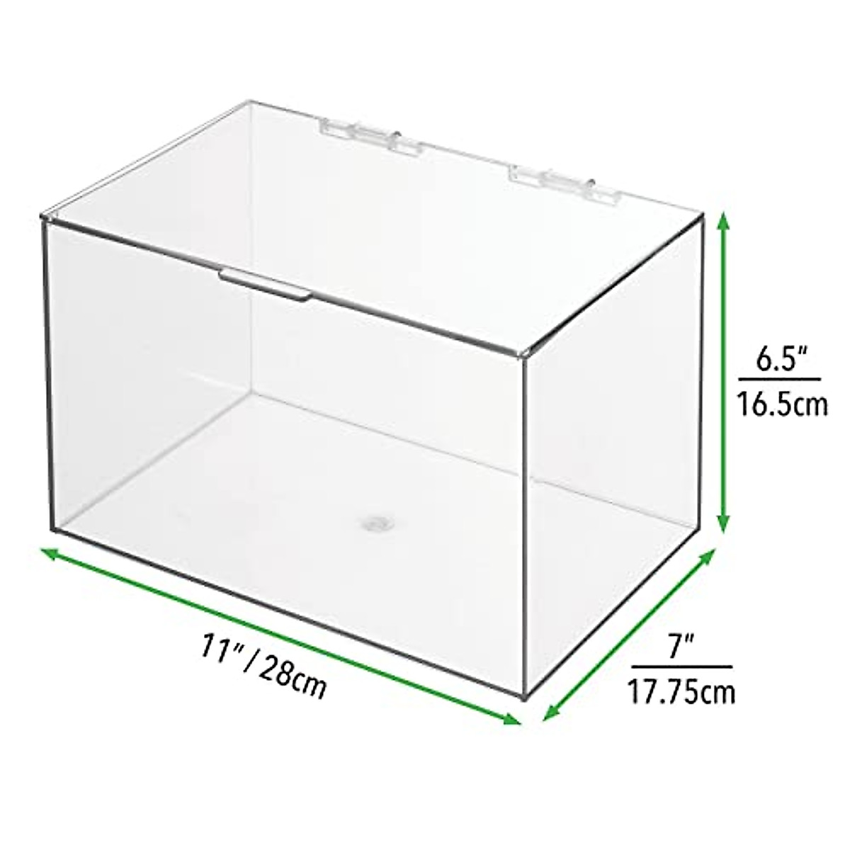 mDesign Plastic Stackable Bathroom Storage Organizer Box with Hinged Lid - for Cabinet, Vanity Organizer for Makeup, First Aid, Hair Accessories - 6.5" High - 2 Pack, Includes 32 Labels - Clear