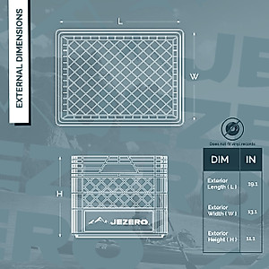 JEZERO Milk Crate for Household Storage: The Ultimate Storage Tote for Groceries, Garages, Kayaking & Outdoor, Stackable Storage | BLACK, Plastic, 13" x 11" x 19”, 2-Pack (MC24-2PK)