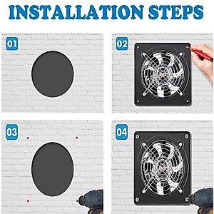 Aydomer Exhaust Fan 78W Through-wall installation Ventilation Fans 110V Exhaust Fan with Plug 8 inch Exhaust Smoke Fan with Light Weight Pure Copper Motor for Kitchen Bathroom (Black)