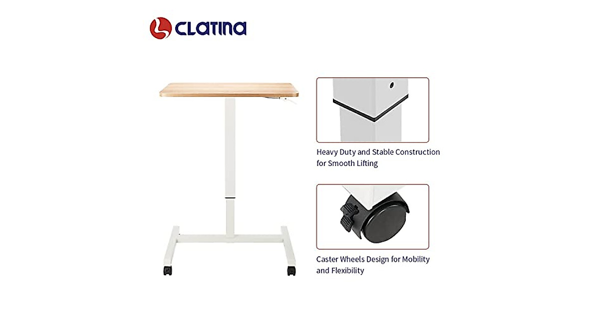CLATINA Mobile Laptop Desk Pneumatic Sit to Stand Table Height ...