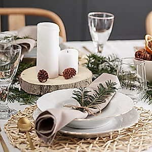 Caydo 10 Piece 9-10 Inch Large Paulownia Wood Slices with 10 Piece Wood Table Number Card Holders and 10 Pieces Cards for Wedding Table Centerpiece Decoration and Home Decoration