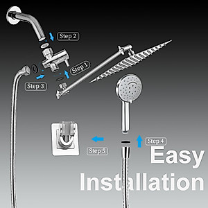 10 inch Rainfall Shower Head Combo Stainless Steel, THE FIRST WATERFALL mode, 10 Inch Rain Shower Head with Handheld 6 Spray Modes High Pressure, Overhead Shower Adjustable Extension Arm,Chrome