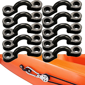 Borogo Kayak Pad Eye Kit, 10PCS Nylon Bungee Deck Loops Tie Down Pad Eye with 20 Screws for Boat Kayak Deck Rigging Kit