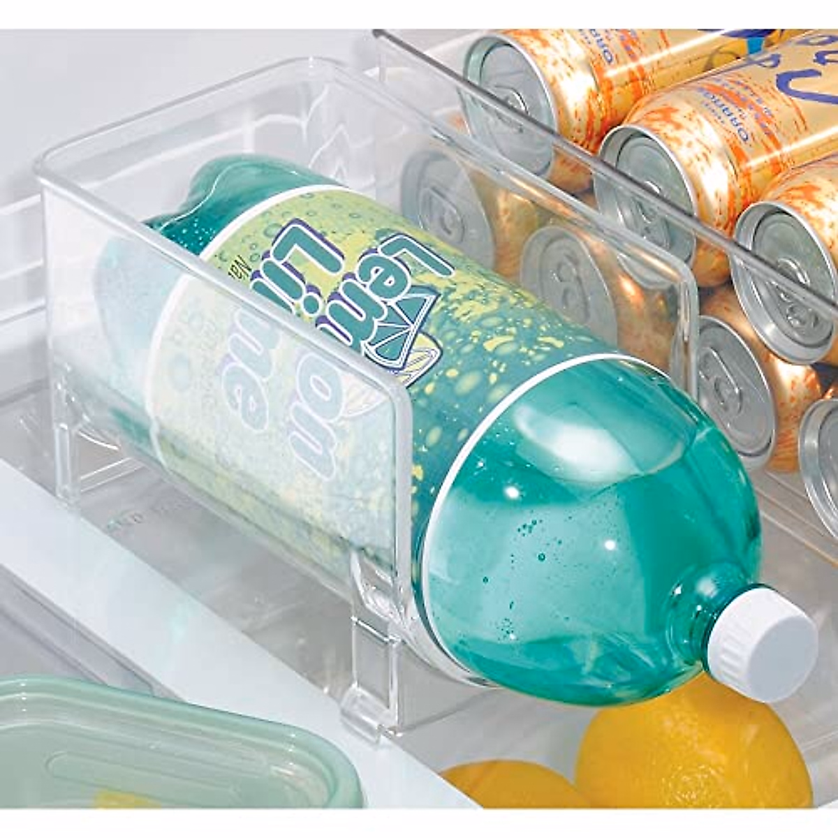 mDesign Large Stackable Kitchen Bin Storage Organizer Rack for Pop/Soda Bottles for Refrigerator, Pantry, Countertops and Cabinets - Holds 2-Liter Bottles - 2 Pack - Clear