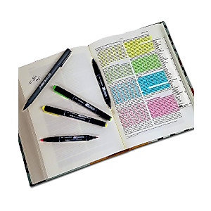 G.T. Luscombe Company, Inc. Zebrite Bible Marking Kit | No Bleed Pigmented Ink | No Fading or Smearing | Double Ended Highlighters, MilliPen & Books of the Bible Ruler/Bookmark (Set of 5 + Ruler)