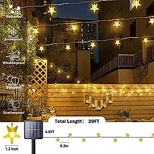Solar Outdoor Lights Christmas Star Lights Outdoor Total 46FT 100LED Solar Lights Outdoor Waterproof 8 Modes Solar String Lights Solar Outdoor Lights Decorative for Garden Yard Party Warm White 2 Pack