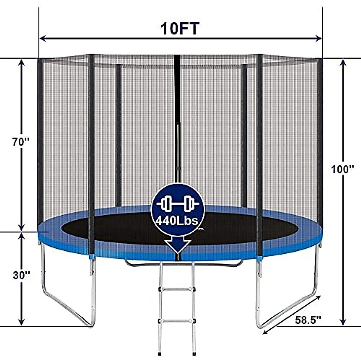 Trampoline 10FT 12FT 14FT 15FT Recreational Trampolines with Safety Enclosure Net&Basketball Hoop, ASTM Approved Combo Bounce Outdoor Waterproof Trampoline with Ladder for Kids and Adult
