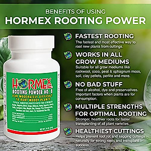 Hormex Rooting Powder #8 - Rooting Hormone for Moderately Difficult to Root Plants - Fast & Easy Way to Clone Plants from Cuttings - Stronger, Healthier Roots Using Cloning Powder - 0.8 IBA