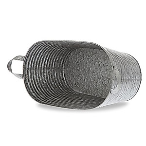 The Lucky Clover Trading Oblong Galvanized Metal with Ridges-Large Container, Silver