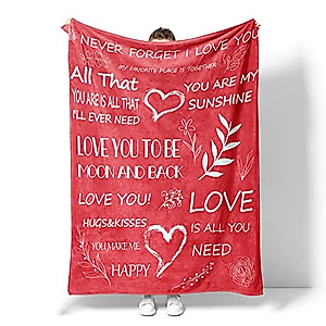 PDRYLY Love Gifts for Her Blanket I Love You Throw Blankets for Girlfriend Wife Family Great Gift for Valentines Day Birthday Anniversary Wedding 60"X50"