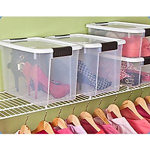 Sterilite 30 Quart Clear Plastic Stackable Storage Container Bin Box Tote with White Latching Lid Organizing Solution for Home & Classroom, 24 Pack