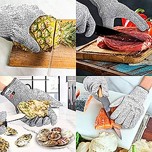 Milky House Oyster Shucking 4 Pieces Set, Oyster Shucker Opener Tool Oyster Shucking Knife with Level 5 Protection Food Grade Cut Resistant Gloves, XL