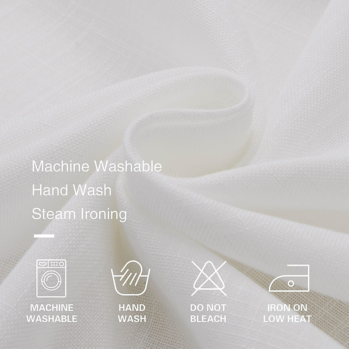 Hoydumuia White Linen Curtains 84 Inch Length, Tab Top Curtains 2 Panels Set, Light Filtering Semi Sheer Linen Drapes, High Woven Linen Blended Curtains for Living Room, Bedroom, Farmhouse 52x84 Long