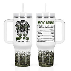 Boy Mom Gift Tumbler, Mother's Day Gift for Boy Mom Boy Mama, Gift for Mom From Son, Boy Mom Nutrition Fact 40 Oz Tumbler with Handle