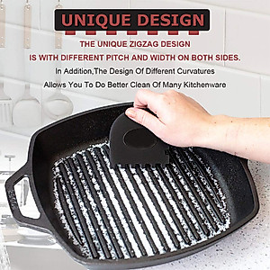 Grill Pan Scraper Cast Iron Pan Scrapers Hand Held Skillet Scrubber Scraper Cleaners Tools for Cast Iron Pans,Frying Pan,Skillet,Grill,Wok,Dutch Ovens,Waffle Iron Pans,Cookware Accessories