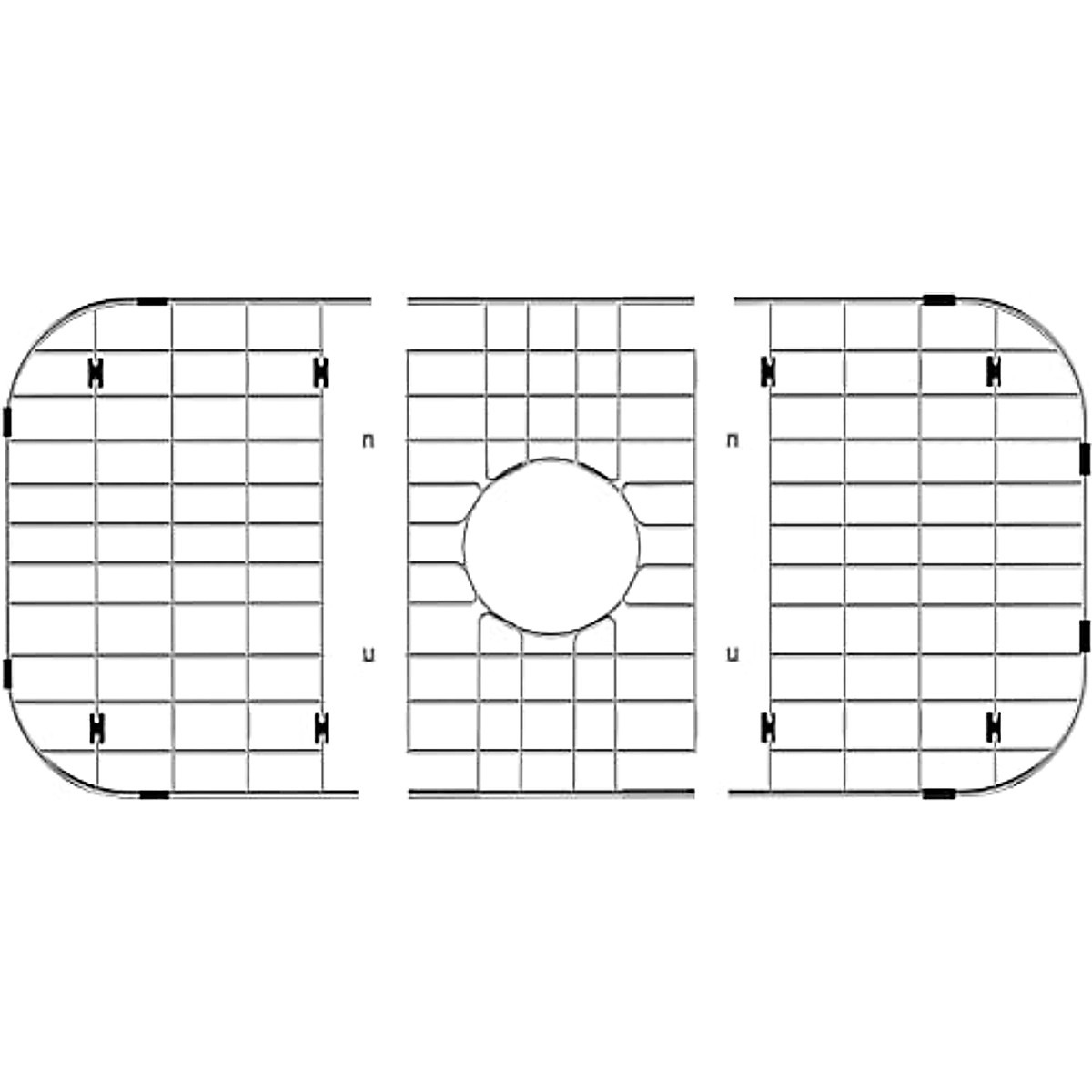 Alonsoo Sink Grid Sink Protectors 26" x 14 1/8" W, Kitchen Sink Grid Centered Drain with Corner Radius 3-1/2", Stainless Steel Sink Rack Kitchen Sink Protector, Sink Bottom Rack