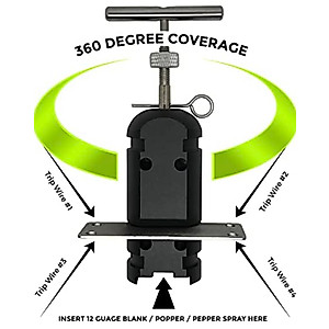 12 Gauge Trip Wire Alarm by Trip Alarm Co. (Black) USA Made Perimeter Defense Device 360° Coverage Quad 3.0 Early Warning Security Device System for Camping and Property Safety