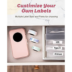 Phomemo Labeler D35 Inkless Bluetooth Label Maker Machine, Portable Sticker Labeler,Support Pre-Cut/Continuous Paper,Home,Office,Organization,Gift for Halloween,Christmas-Pink