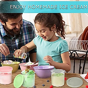 EVANEM 2/4/6PCS Creami Deluxe Pints, for Creami Ninja Ice Cream,16 OZ Ice Cream Containers Pint Airtight,Reusable for NC301 NC300 NC299AM Series Ice Cream Maker,Gray+Green-2PCS