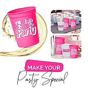 Let's Go Party Set of 12 Bachelorette Cups, 1 Bride Cup and 11 Let's Go Party Cups, 16 Oz Bachelorette Party Cups, Cowgirl Cups, Girls Trip Cups, Pink Reusable Cups, Girls Weekend Cups Girls Night Cup