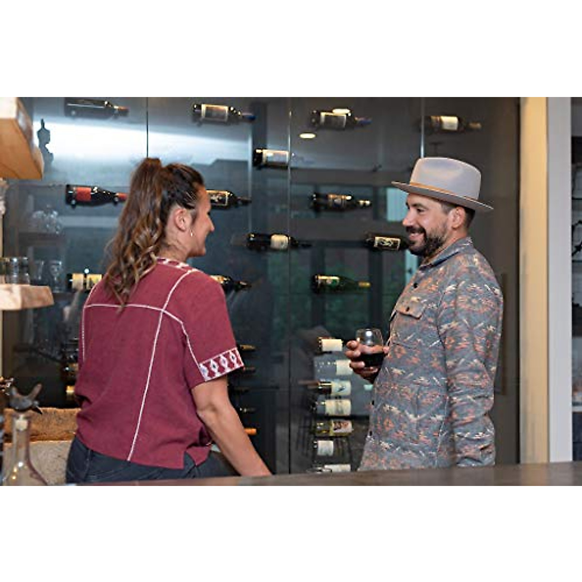 VintageView Vino Series-Vino Pins 12 Bottle Wall Mounted Wine Bottle Rack (Anodized Black) Stylish Modern Wine Storage with Label Forward Design