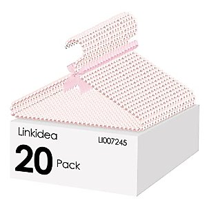 Linkidea 20 Pack Faux Pearl Beaded Clothes Hangers Bulk Pack, Wholesale Multi-Pack Elegant Clothes Dress Wedding Shop Pants Hanger, Closet Coat Storage Organizer Standard Hangers (Pink)