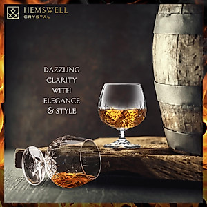 Hemswell Crystal Brandy Snifter Glasses Set of 2 - Small Cut Glass Brandy Goblets for Scotch or Whiskey - Elegant Cognac Glasses - European Crystal 8.5oz - Wicklow Design