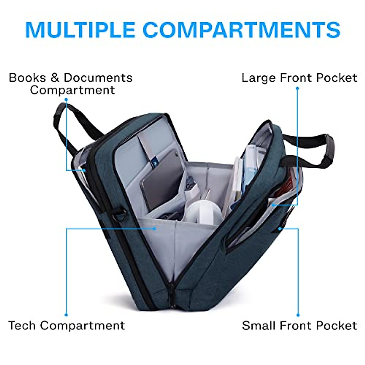 BAGSMART 17.3 Inch Laptop Bag, Expandable Computer Bag Laptop Briefcase Men Women,Laptop Shoulder Bag,Work Bag Business Travel Office, Dark Blue