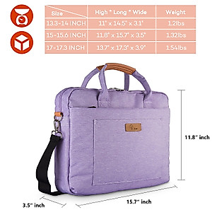 E-Tree Laptop Bag for Women, 15.6 inch Shockproof Padded Laptop Case Briefcase Computer Bag Messenger Bag Work Bag 15 inch Purple