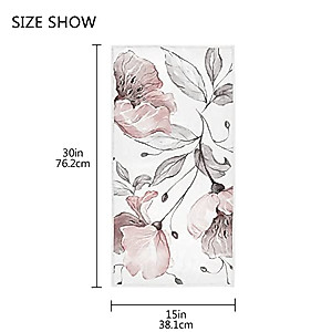 ALAZA Pink Rose Gray Leaves Hand Towels Bathroom Towel Highly Absorbent Soft Small Bath Towel Decorative Guest Breathable Fingertip Towel for Face Gym Spa 30 X 15 Inch…