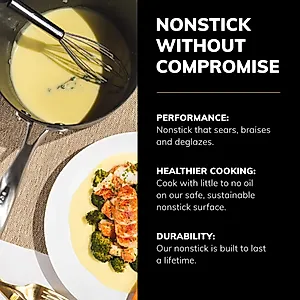 SCANPAN Pro IQ 2 qt Covered Saucepan - Easy-to-Use Nonstick Cookware - Dishwasher, Metal Utensil & Oven Safe - Made by Hand in Denmark