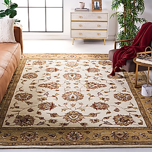 SAFAVIEH Total Performance Collection Area Rug - 9' x 12', Ivory & Beige, Hand-Hooked Oriental, Non-Shedding & Easy Care, Ideal for High Traffic Areas in Living Room, Bedroom (TLP416A)