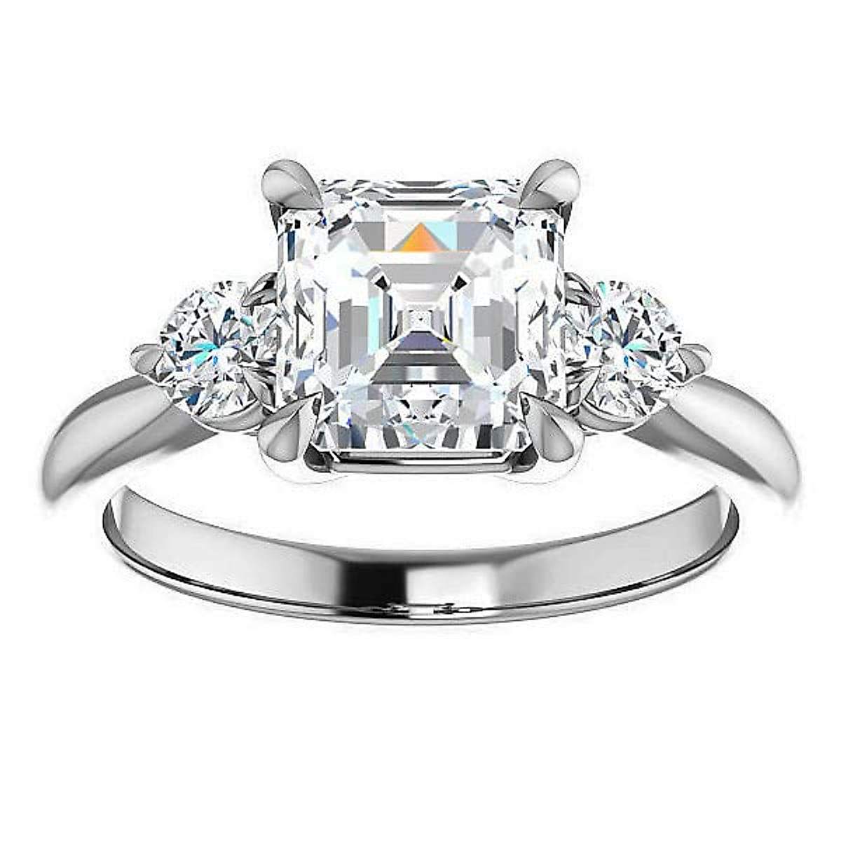 3 CT Asscher Cut VVS1 Colorless Moissanite Engagement Ring Set, Wedding/Bridal Ring Set, Sterling Silver Vintage Antique Anniversary Promise Ring Set Gift for Her (0.5)