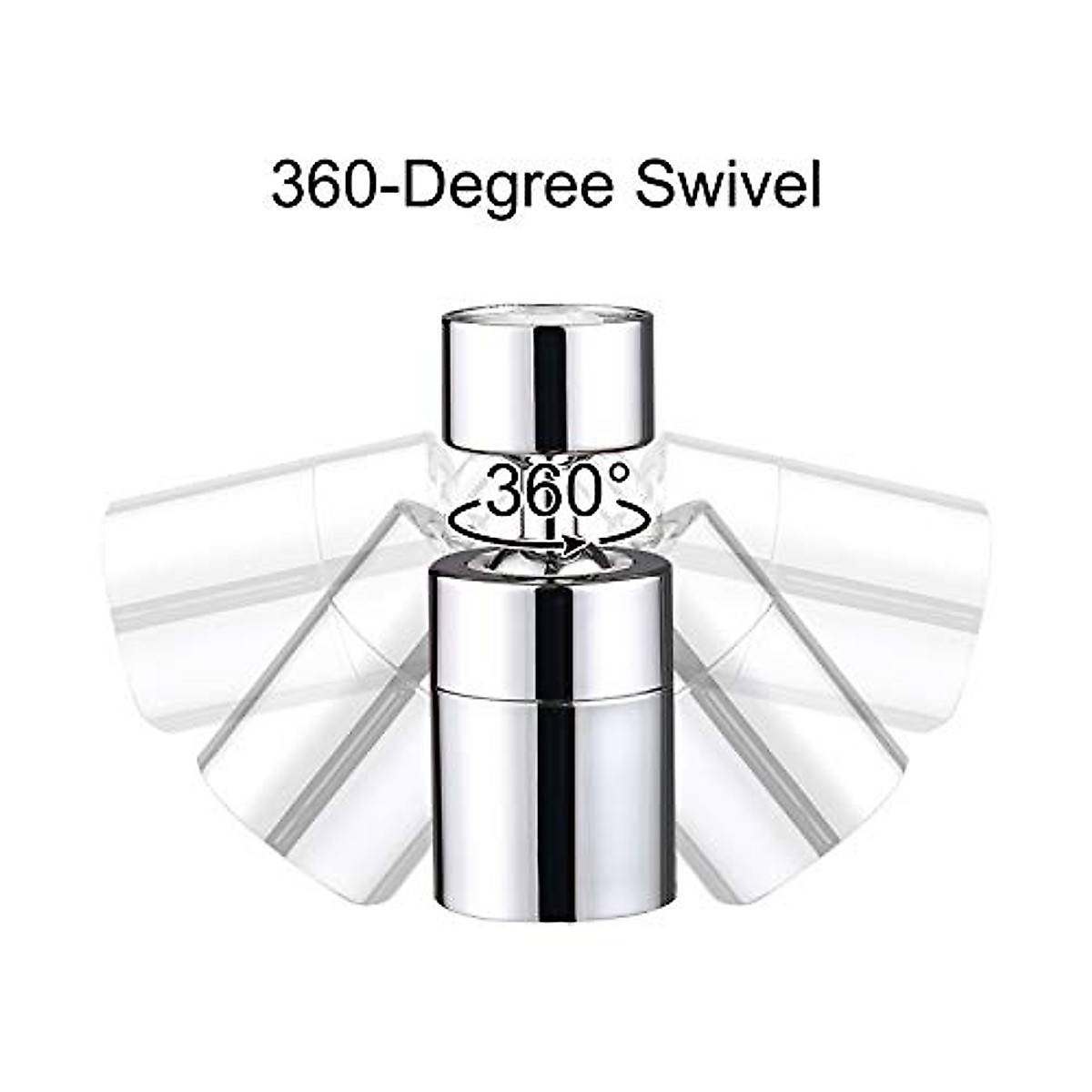 Faucet Aerator,Dual Function 360 Degree Swivel Sink Aerator,Big Angle 80 Degree Rotation 2 Sprayer Kitchen Faucet Aerator,55/64 Inch-27UNS Female Thread,2.5GPM,Polished Chrome