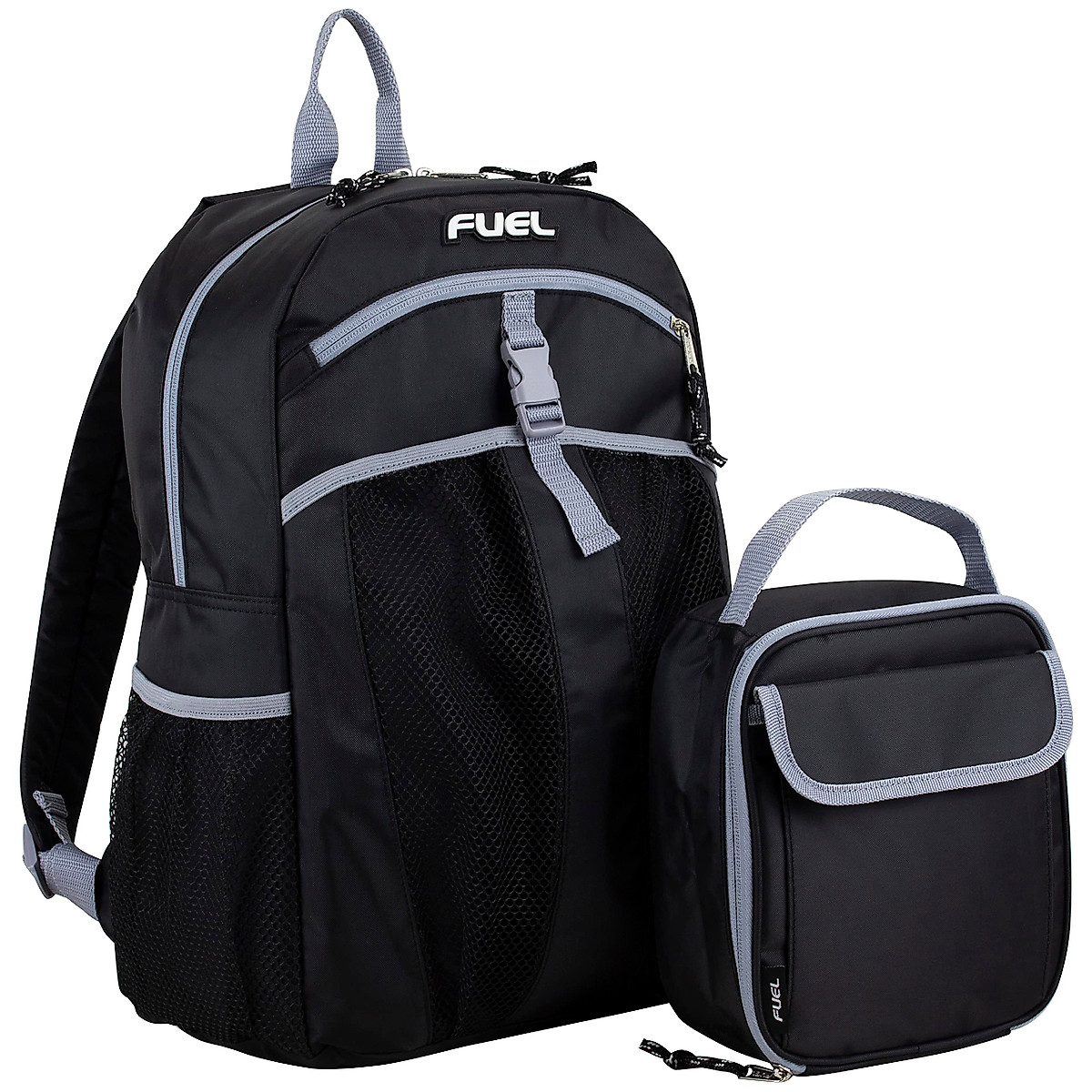 FUEL Backpack & Lunch Bag Bundle, Royal Blue/Crystal Clear Print