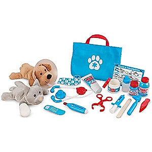 Melissa & Doug Examine and Treat Pet Vet Play Set (24 pcs) - Kids Veterinary Play Set, Veterinarian Kit For Kids, STEAM Toy, Pretend Play Doctor Set For Kids Ages 3+