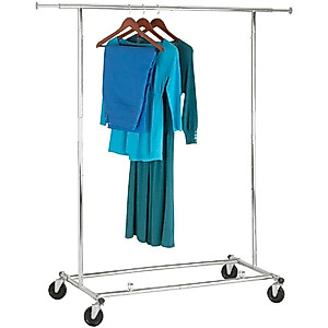 BlacOh Collapsible Expandable Rolling Garment Rack, Chrome