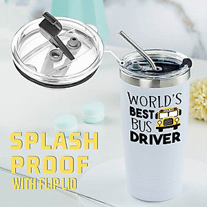 Onebttl School Bus Driver Appreciation Gifts for Women, Men - World's Best Bus Driver - 20oz/590ml Stainless Steel Insulated Tumbler - Thank you Gifts for School Bus Driver
