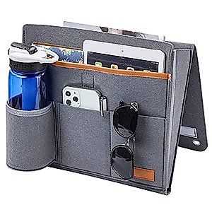 Bedside Caddy Hanging Bed Organizer Storage Bag Pocket for Bunk and Hospital Beds, College Dorm Rooms Baby Bed Rails,Camp (Gray)