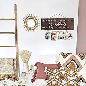 OWOYDOJ Gifts for Grandma & Grandpa from Grandchildren, Side by Side or Miles Apart Grandkids Photo Holder, Best Christmas or Birthday Gifts for Grandparents from Granddaughter and Grandson